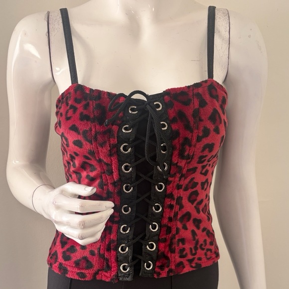 Lip Service | Tops | Rare Vintage Lip Service Black Red Leopard Print ...